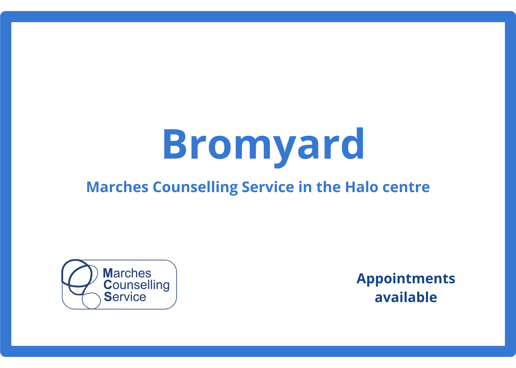 1st Nov 24 - MCS launch counselling in Bromyard - Marches Counselling ...